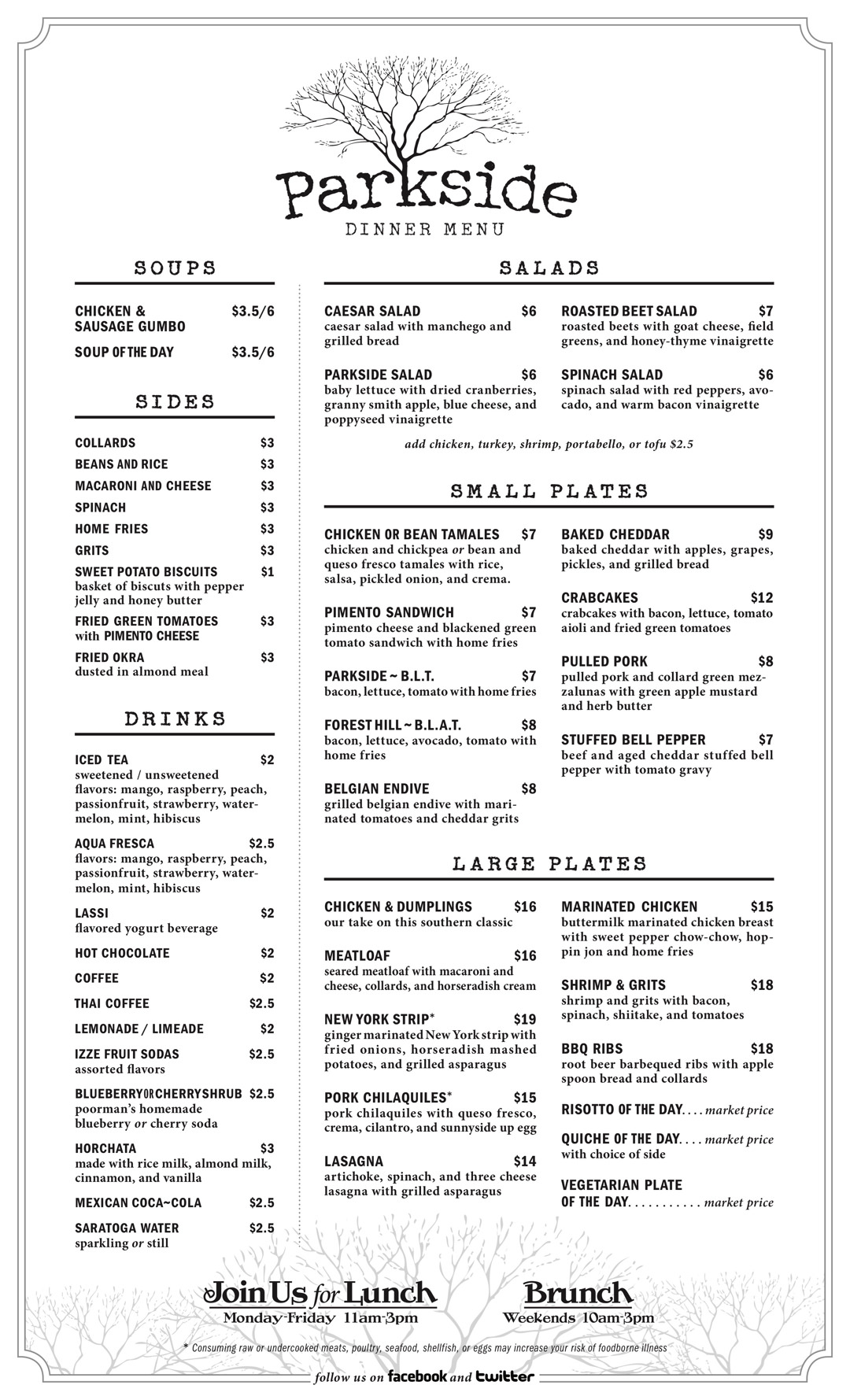 Parkside Menu | Menus Design | Thomas Scott Layman